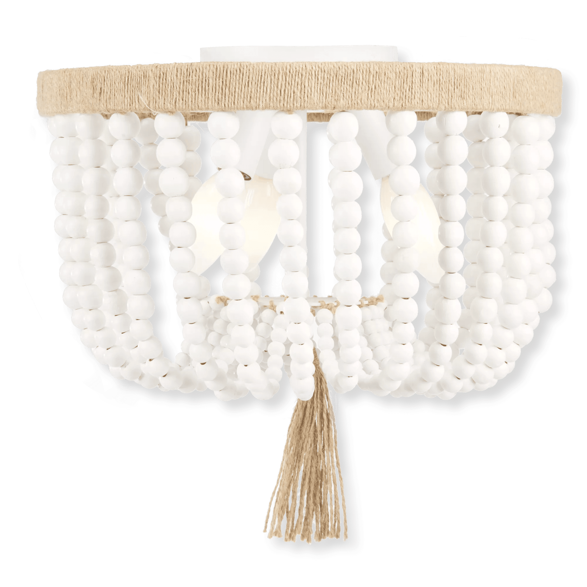 Click here for Bouclair White & Natural Wooden Bead And Tassel Ce... prices