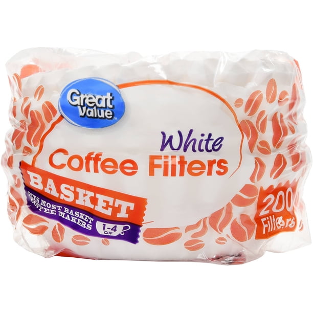 Great Value Basket Coffee Filters, 1-4 Cup, 200 Count - Walmart.com