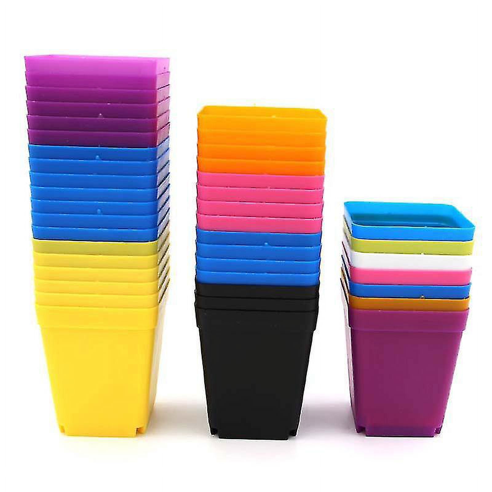 10pcs Colorful Plastic Flower Pots Small Square Plant Pots Gardening ...