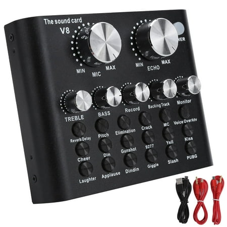 Tbest Sound Card,Sound Card Black Metal Type Computer Games Live Audio ...