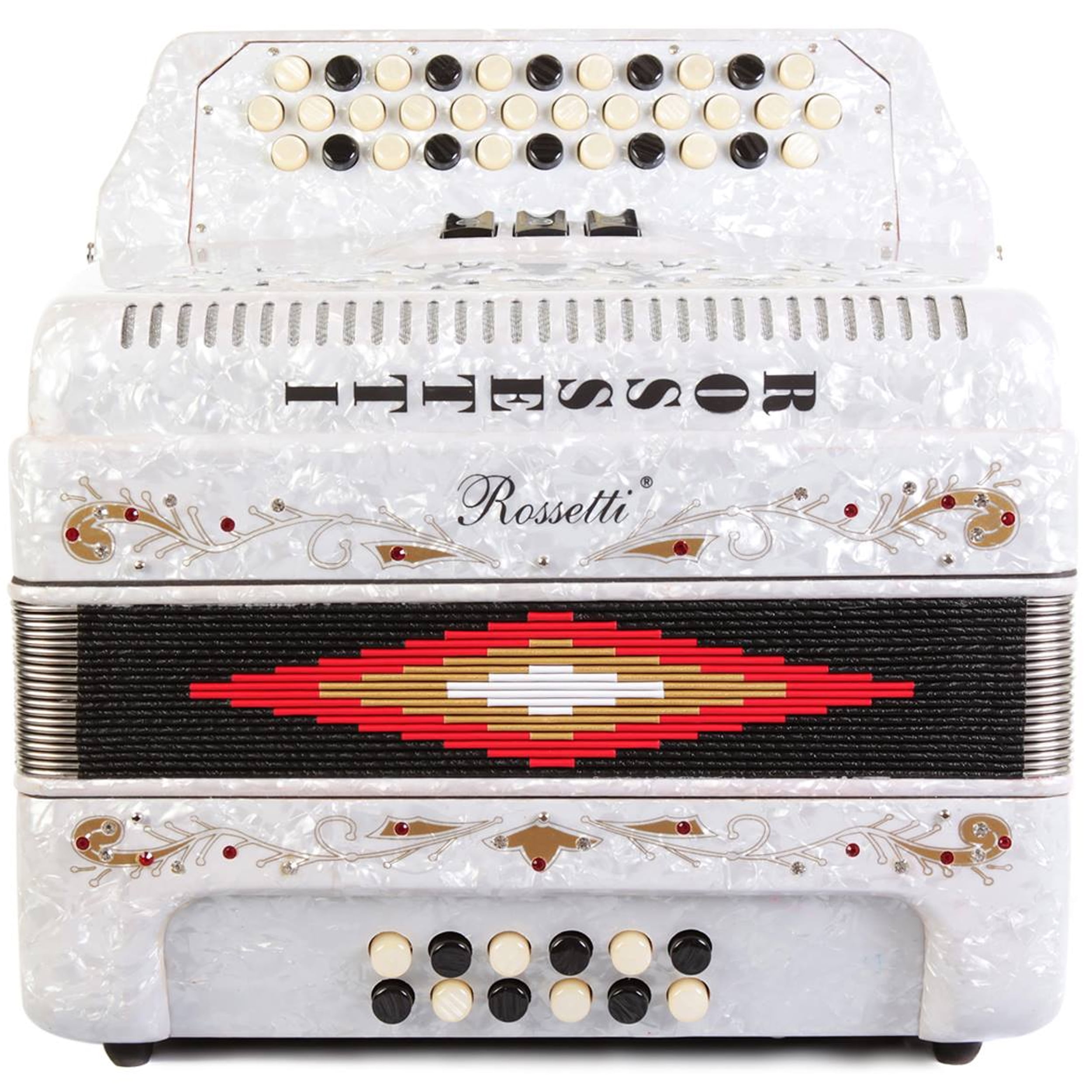 Rossetti 34 Button Accordion 12 Bass 3 Switches GCF, White - Walmart.com