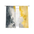 Abstract Yellow Beige Black Ombre Chiffon Sheer Curtains 63 Inches Long ...