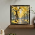 8x8 Inch Square Framed Wood Wall Art, Autumn Forest Path with Yellow ...