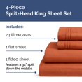 Split Head Flex Top King 4 Piece Sheet Set Soft Breathable Terracotta ...
