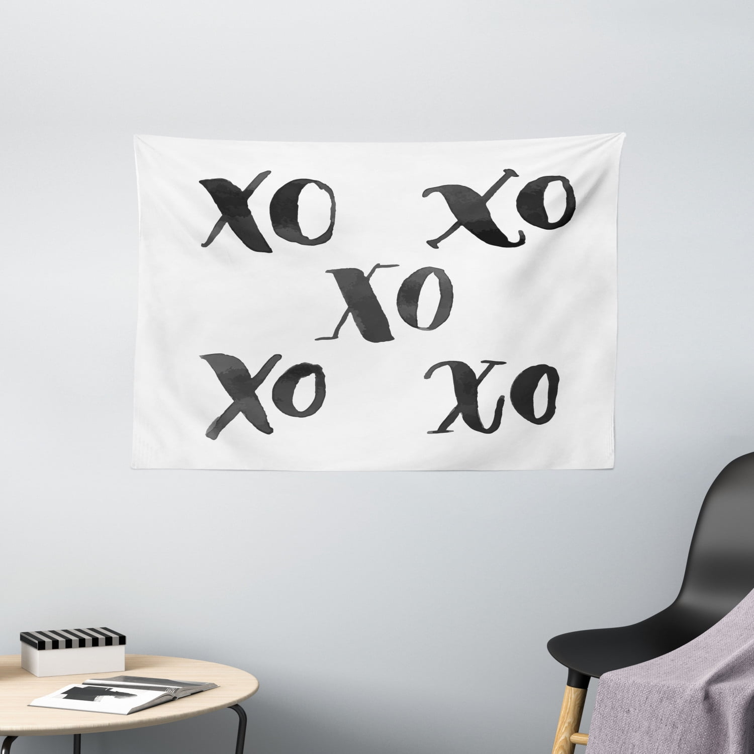 Xo Decor Tapestry, Hugs and Kisses Letters Written Classic Old Fashion ...