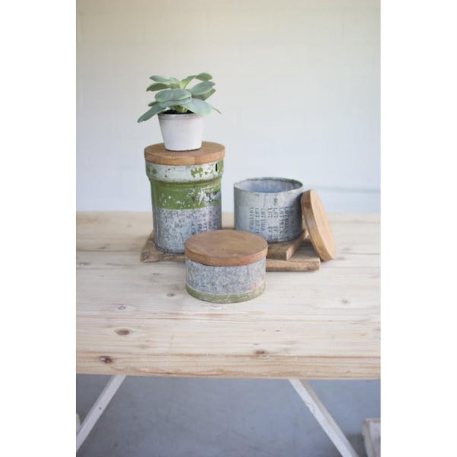 GwG Outlet Set Of Three Repurposed Military Canisters With Mango Lids ...