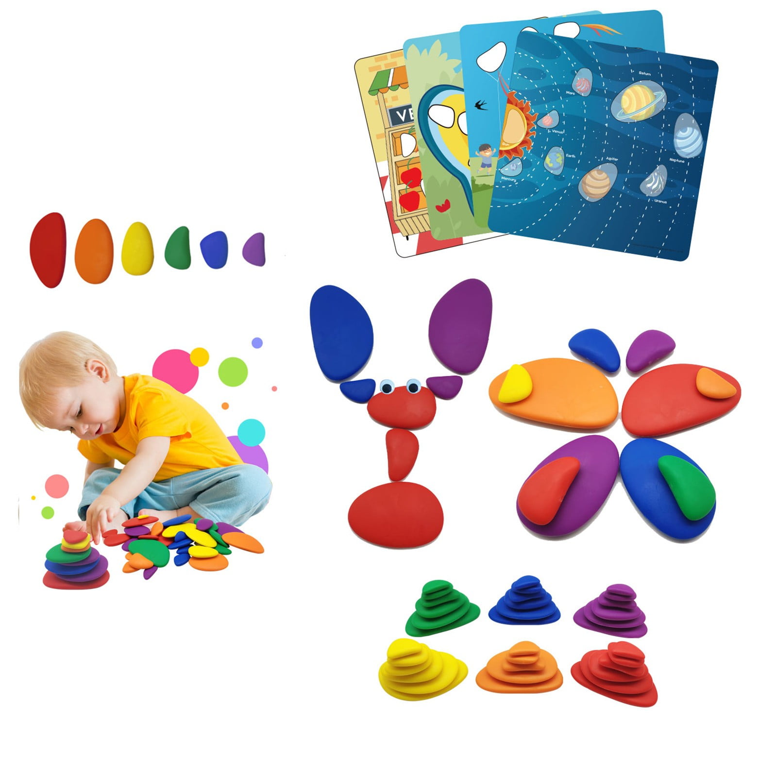 Penkiiy Pebbles Shape Puzzle Toys Set Funny Pebbles Sorting And ...