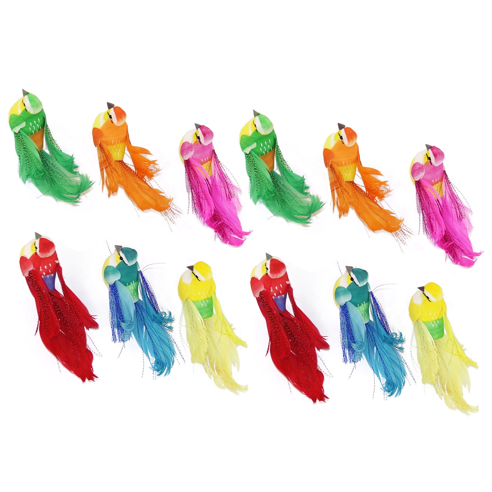 Artificial Colorful Birds White Bird 6pcs Artifical Bird For Christmas ...
