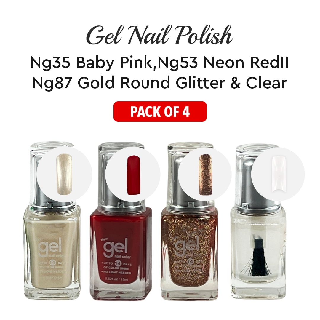 Ebo Gel Nail Polish Long Lasting Gel Set 4 color Baby Pink, Neon Red ll ...