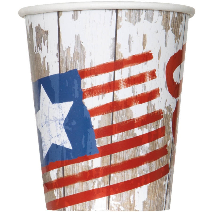 Vintage American Flag Paper Cups, 9 oz, 8ct - Walmart.com - Walmart.com