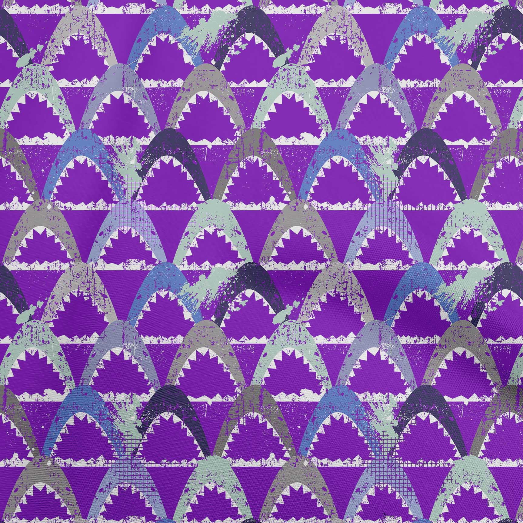 oneOone Polyester Spandex Purple Fabric Ocean Shark Fabric For Sewing ...