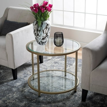 Quibilah Modern Metal/Glass Oval Side Table, Black - Walmart.com