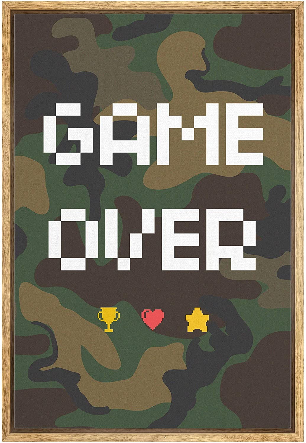 IDEA4WALL Framed Canvas Art Wall Decor Classic Video Game Over Icons ...