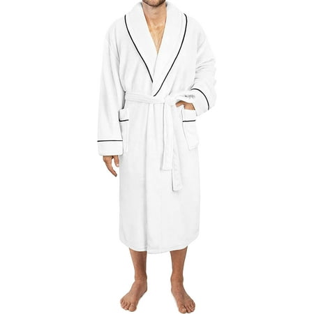 Mens Fleece Robe | Soft Warm Bathrobe For Men Plush Spa Robe With ...