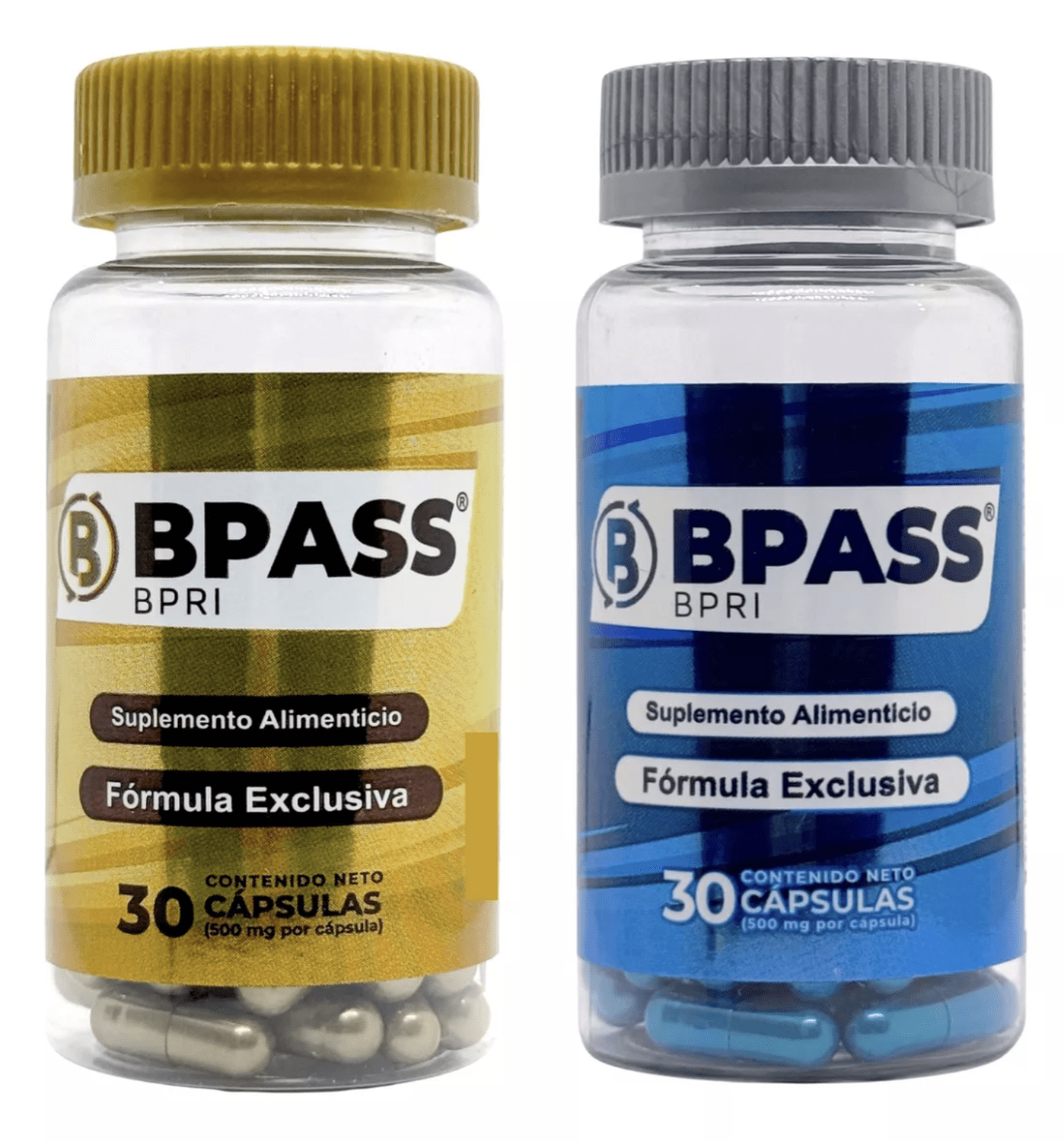 Bpass Azul 30 Capsulas Inhibidor De Apetito 100% Natural Paquete 1 Dorado y 1 Azul multicolor ...