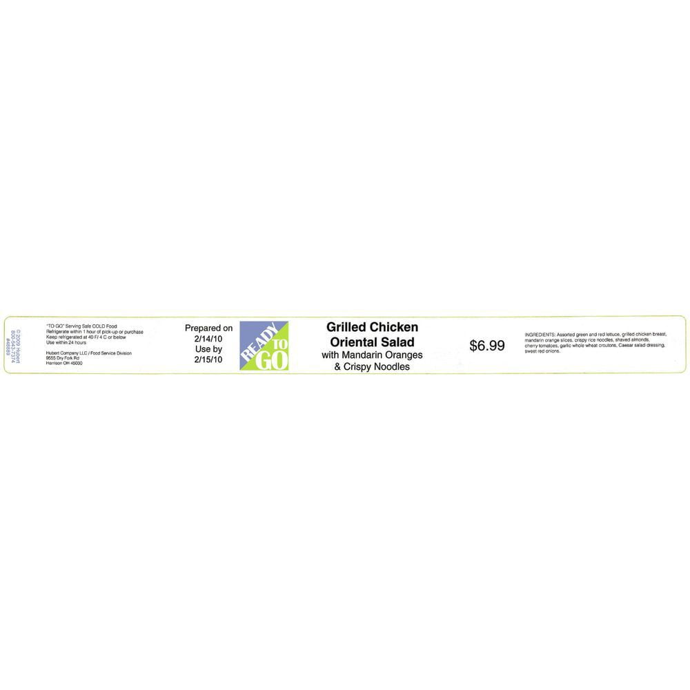 HUBERT® Deli Clamshell Labels White Imprinted Ready to Go - 13 3/4 L x ...