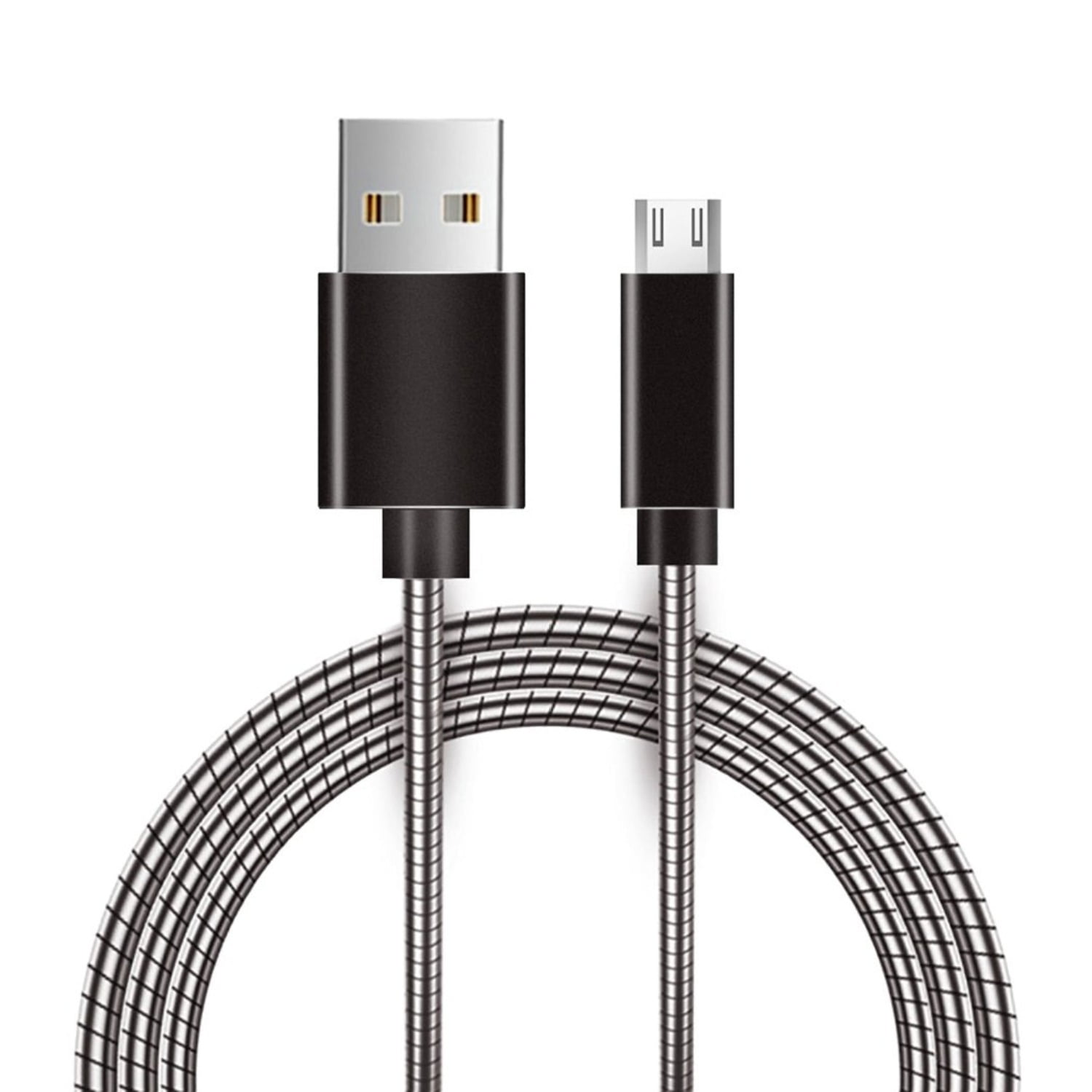 3' Micro USB Metal Snake Cable with Aluminum Connectors Gray - Walmart.com