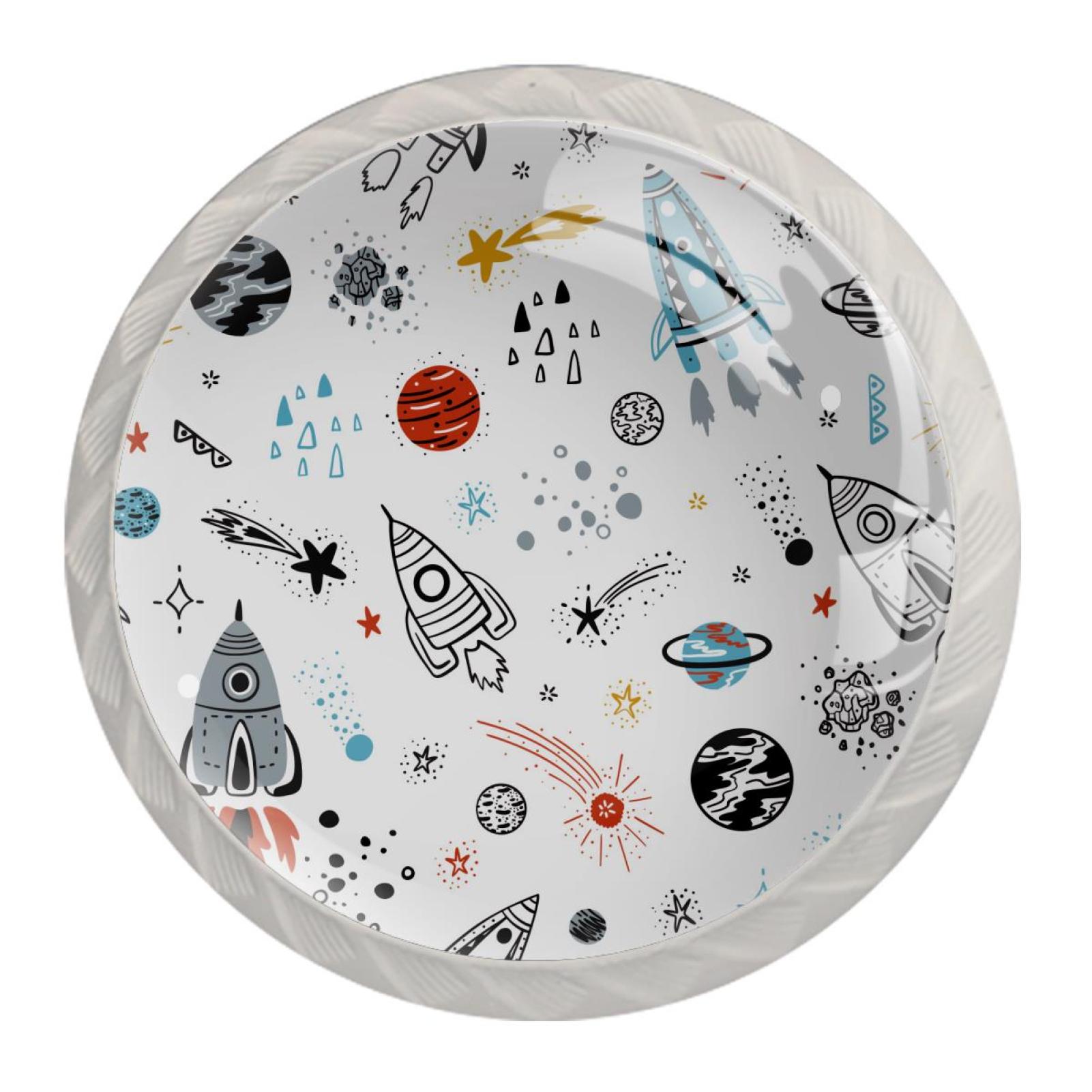 4 Pcs Space Starry Sky Spaceship Knobs for Kitchen Cabinet Cupboard ...