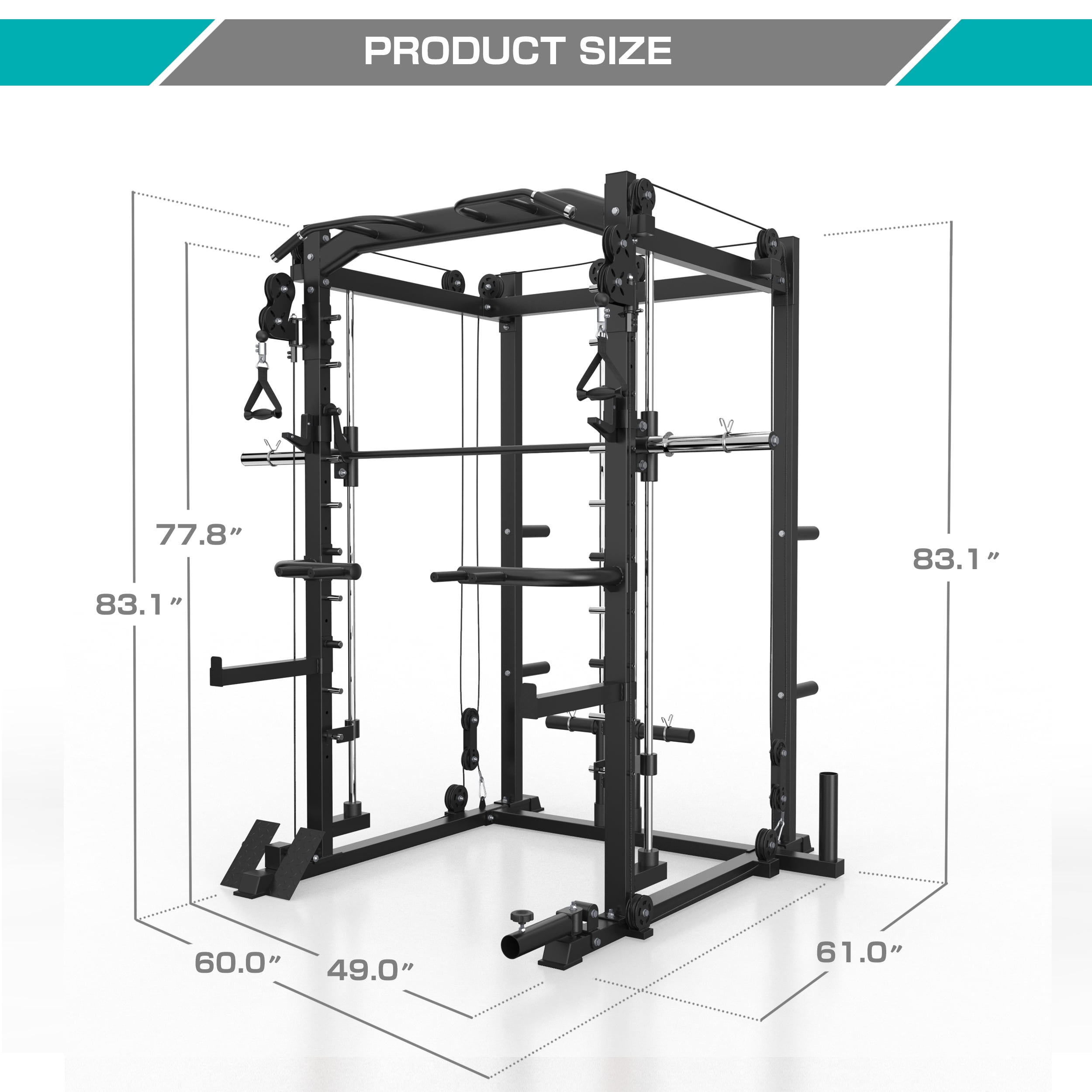Buy MAJOR LUTIE Power Cage Smith Machine with Weight Bar and pulley ...