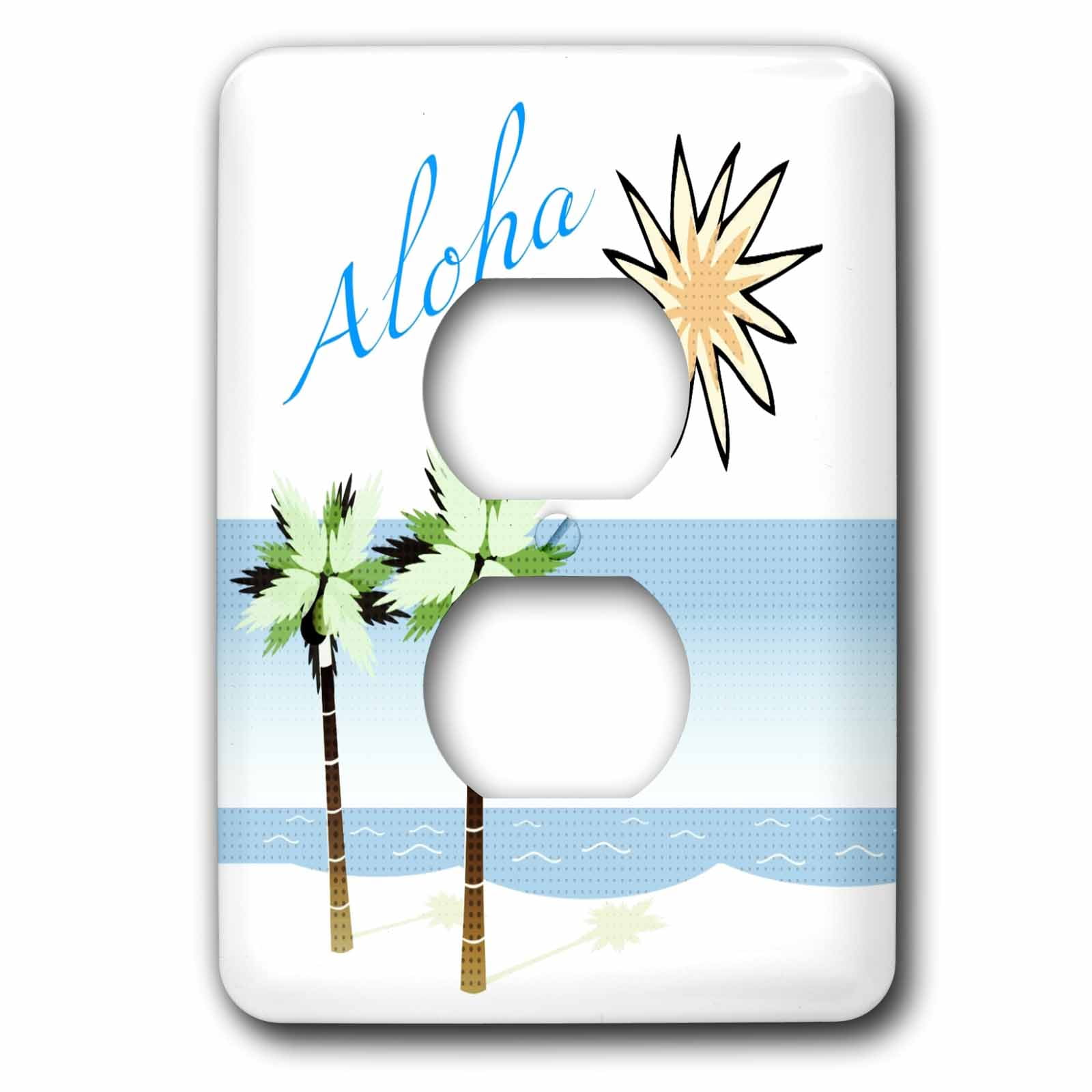 Aloha Hawaiian Beach Art - Travel - Ocean and Palm Trees 2 plug outlet ...