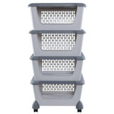 Anbers 3 Packs Plastic Stackable Storage Baskets, Large Stacking Bins ...