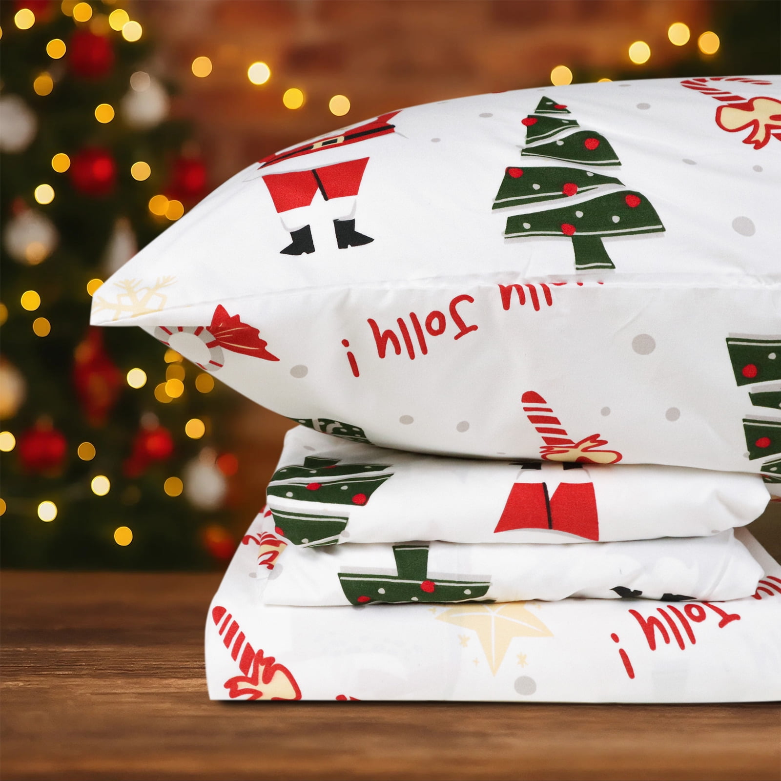 Hitime Full Size 4-Piece Christmas Sheet Set - Ultra Soft & Breathable ...