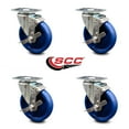5 Inch Solid Polyurethane Wheel Swivel Top Plate Caster Set with Brake ...