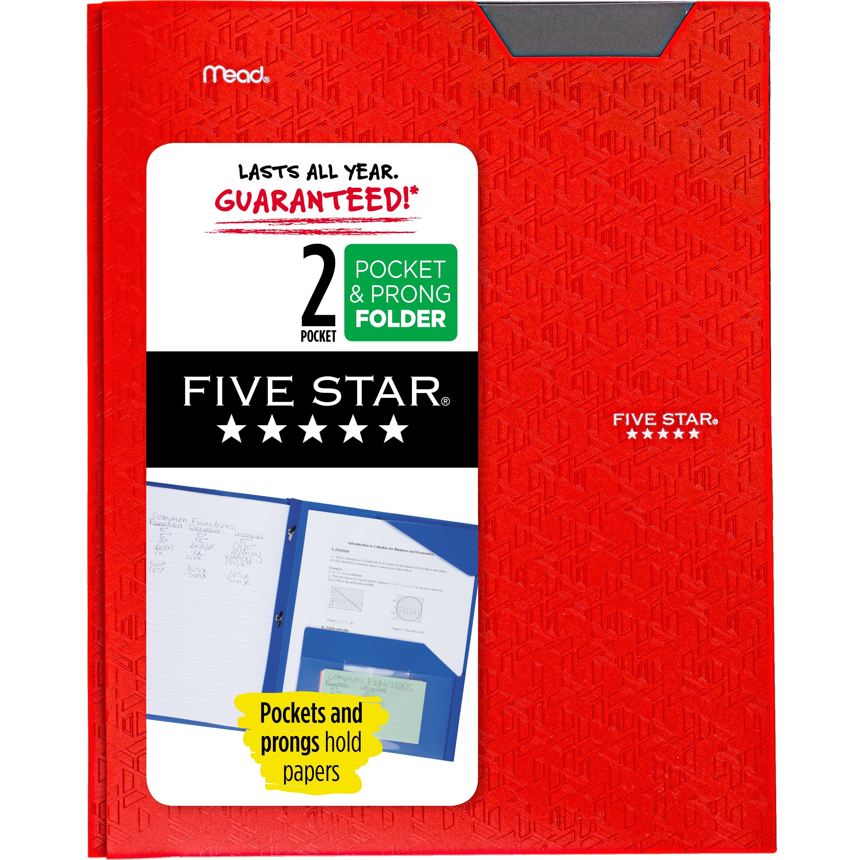 Five Star Stay-Put Plastic and Prong Folder, Fire Red (340300C-WMT22 ...