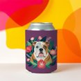 Bulldog Dog Floral Flowers Purple Background Drink Beer Soda Insulated ...