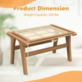 Costway 2 PCS Ottoman Footstool Natural Teak Wooden Foot Rest with ...