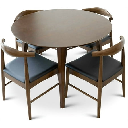Isla Modern Solid Wood Walnut Dining Room & Kitchen Table and 4 Chair ...