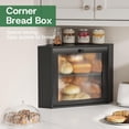 Black Corner Bread Box for Kitchen Countertop - Bamboo Wood, Wavy ...