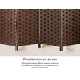 Folding Room Screen Dividers with 4 Panels Wood Mesh Woven Design ...