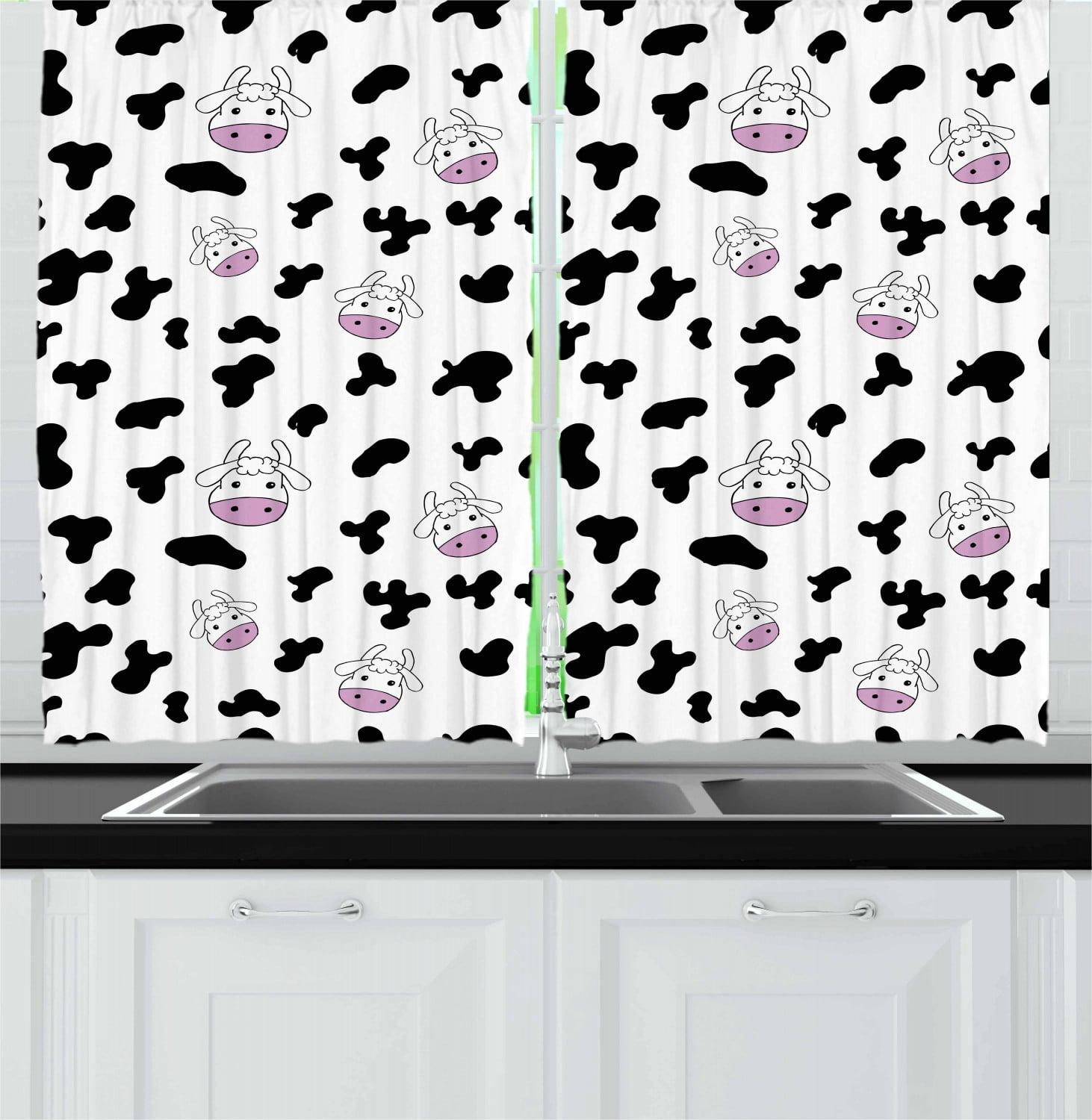 Cow Print Curtains 2 Panels Set, Animal Cow Hide Pattern Doodle Cartoon ...