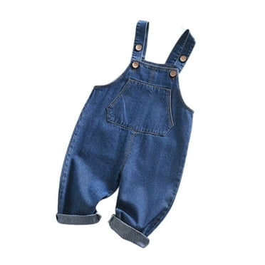 KIDSCOOL SPACE Girls Denim overalls, Deep Blue,, Bibs Washed Stretchy ...