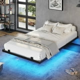 Mabor Twin XL Floating Bed Frame, Metal Platform with LED Lights, Black ...