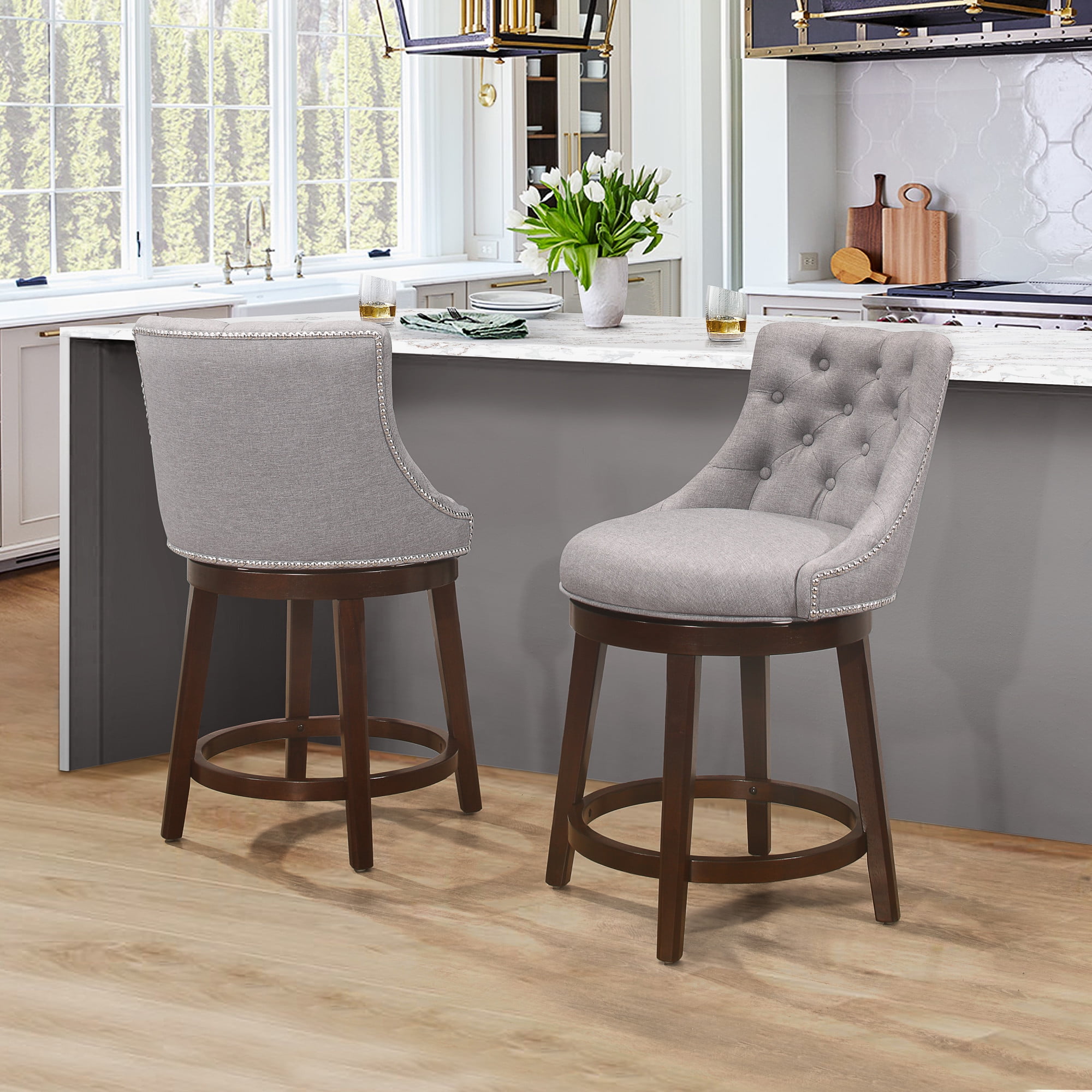 Hillsdale Furniture Halbrooke Wood Swivel Counter Height Stool Gray