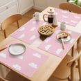 Clouds Cotton Linen Placemats Set of 6, Sky Cartoon Pink Washable Table ...