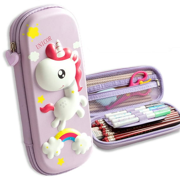 Pencil Case for Girls 3D Unicorn Cartoon Storage Pouch Pen Holder for ...