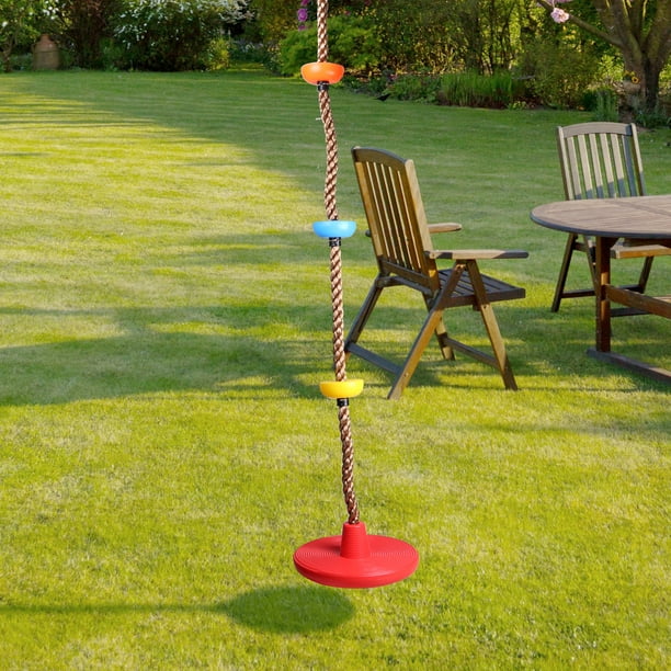 AGPTEK 6.5ft Climbing Rope Swing with 1 Hook & Platform & Disc Swing ...