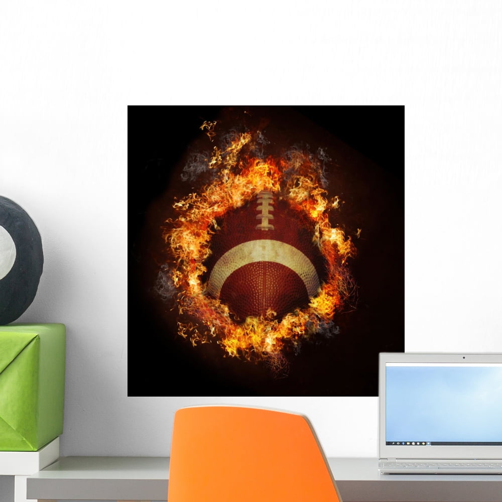 Hot Flamming Football Wall Mural Poster, Wallmonkeys Vinyl Peel & Stick ...