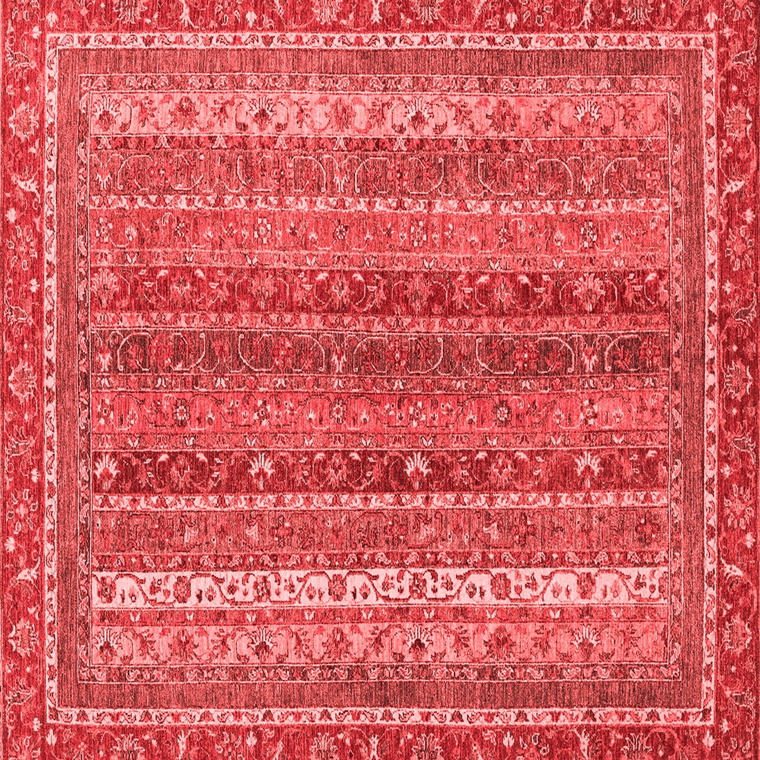Ahgly Company Indoor Square Abstract Red Modern Area Rugs, 6' Square ...