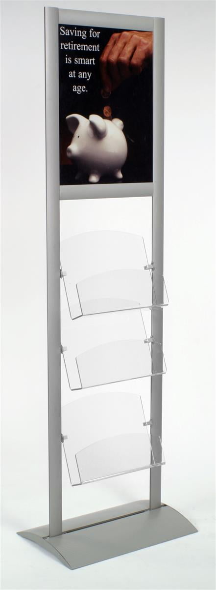 Displays2go Poster stand with vertical trays, Aluminum Construction ...