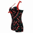 Womens Swimsuit 1 Piece Wave Dot Conservative Plus Plus Hot Spring