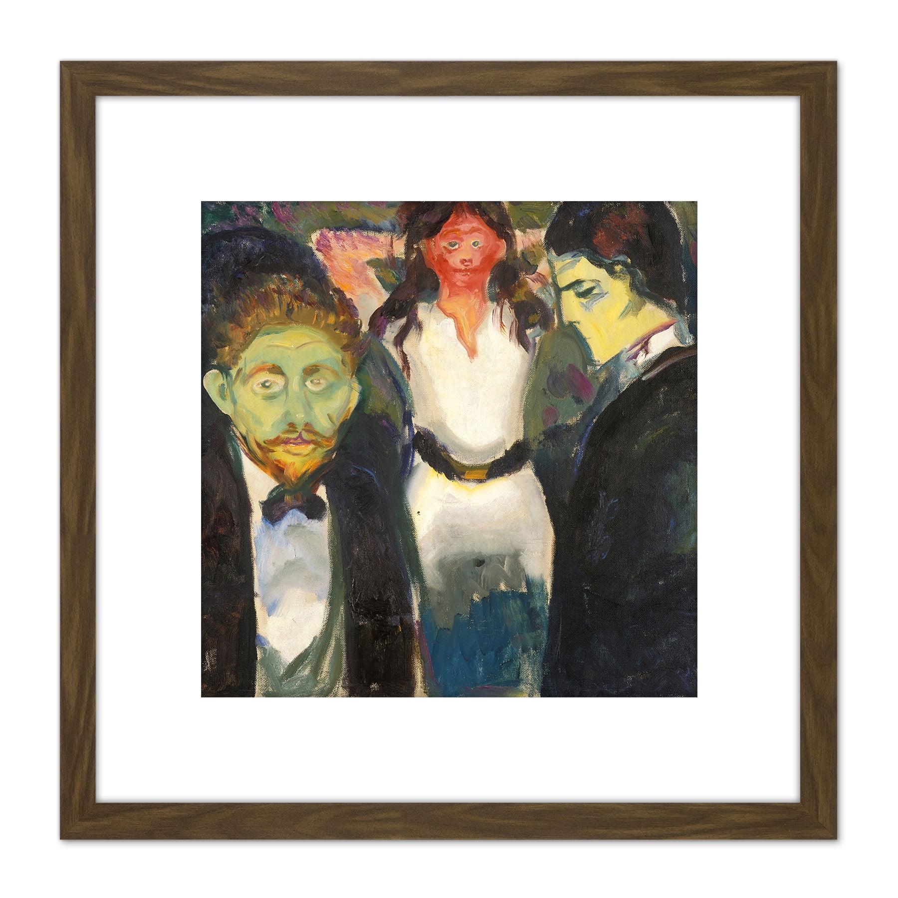 Edvard Munch Jealousy Painting 8X8 Inch Square Wooden Framed Wall Art ...