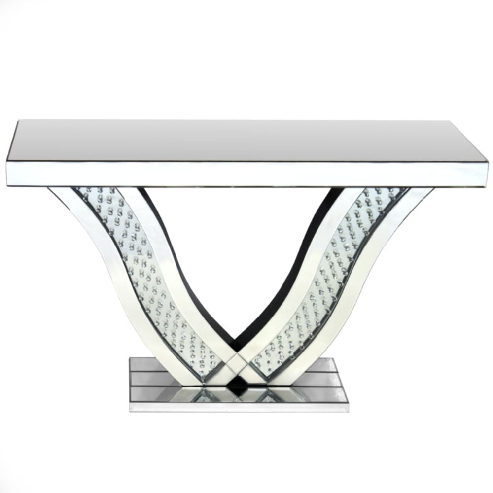 Classy & Modern Wood & Mirrored Console Table - Walmart.com