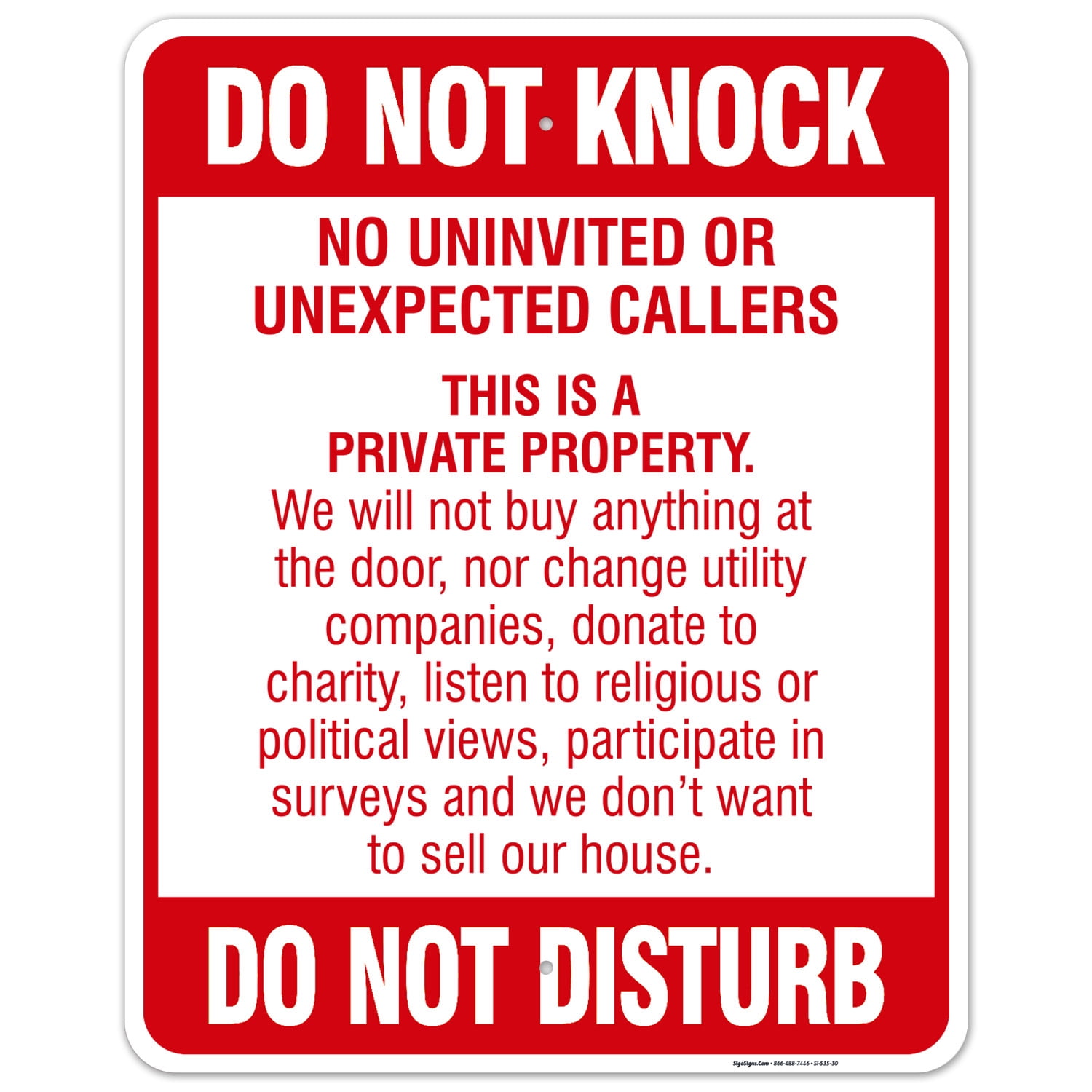 Do Not Knock Do Not Disturb Sign, No Soliciting Sign, - Walmart.com