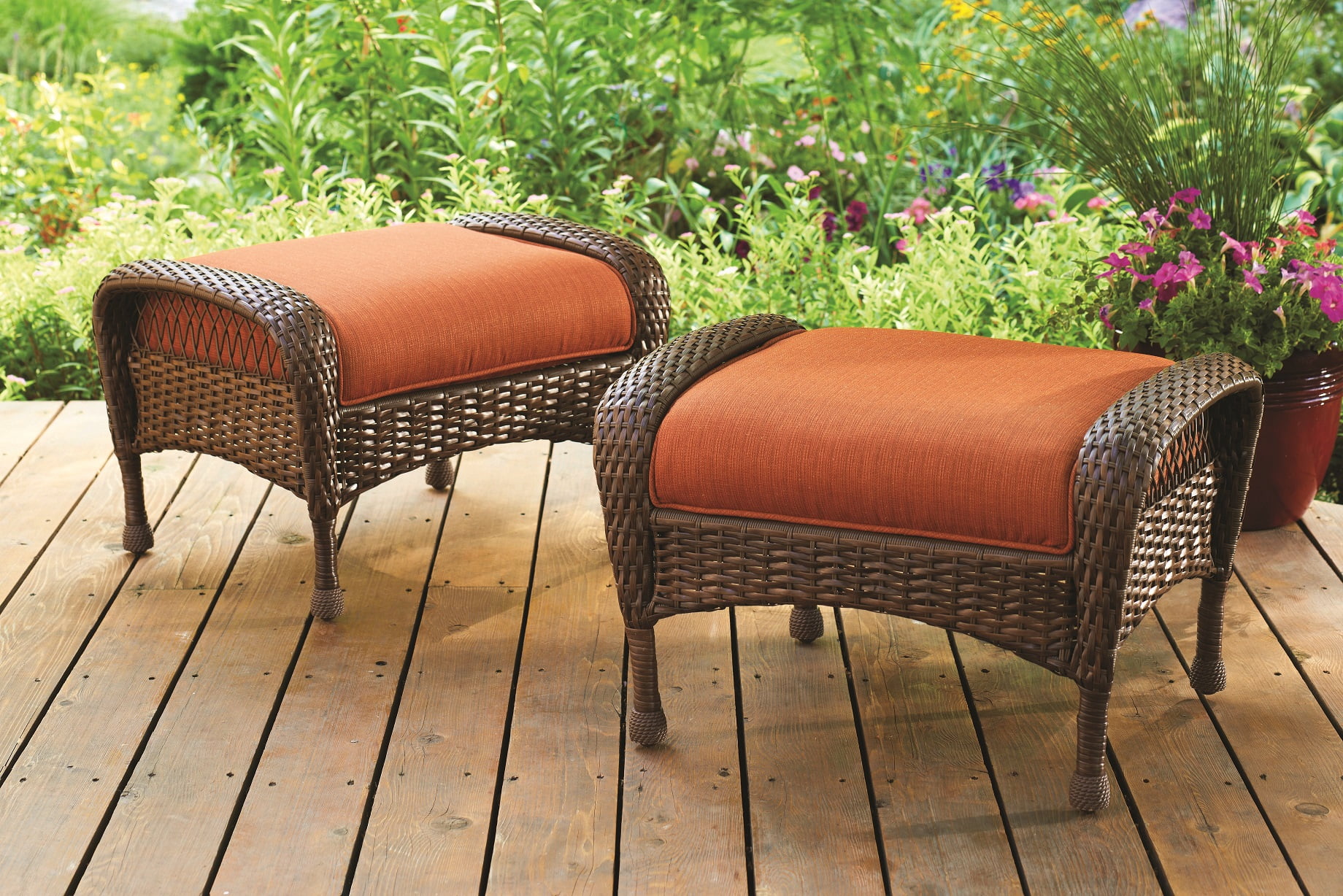 Better Homes Gardens Brandclub Better Homes Gardens Azalea Ridge Outdoor Ottomans Set of 2
