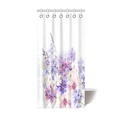 Wopop Lavender Shower Curtain Purple Pink Cornflowers Classic Design