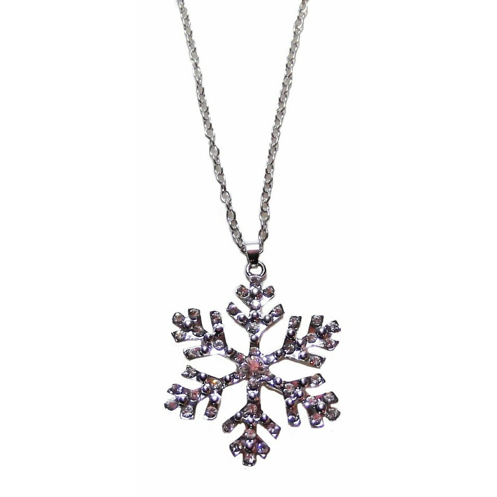 Frozen Movie Themed Crystal & Silvertone Snowflake Pendant on 20 inch ...